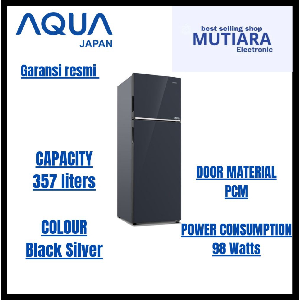 Jual AQUA KULKAS 2 PINTU BESAR BIG 2 DOOR REFRIGERATOR AQR-415IM(BK ...