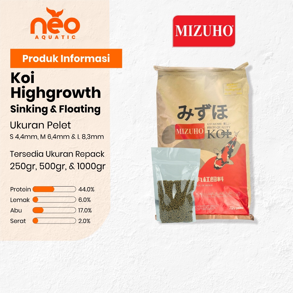 Jual REPACK MIZUHO Koi Highgrowth Pakan Ikan Koi Sinking/Tenggelam Dan ...