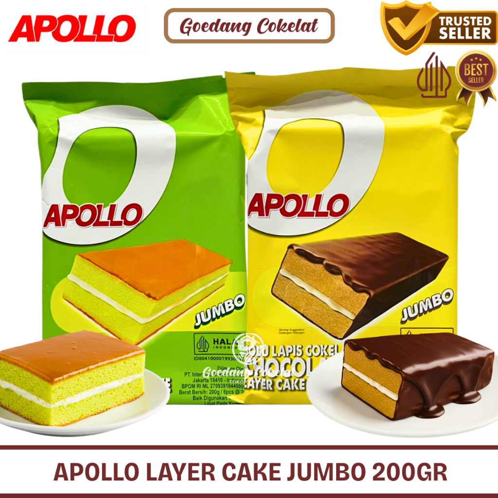 Jual Apollo Layer Cake Jumbo Coklat Pandan 200g / Kue Bolu Lapis Rasa ...