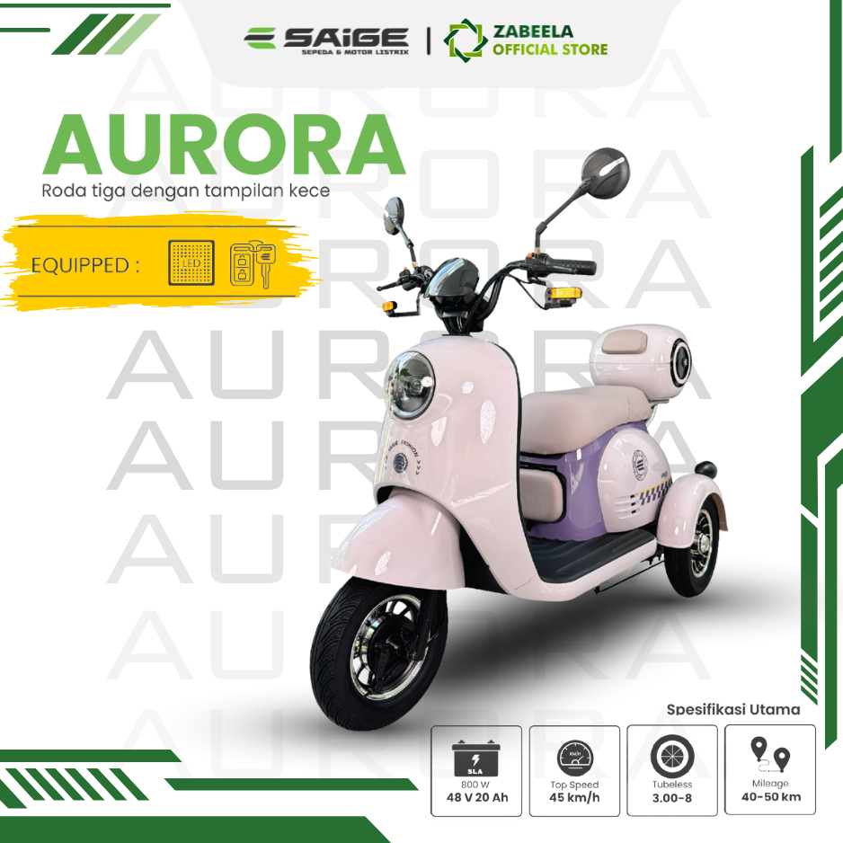 Jual Sepeda Listrik Roda 3 SAIGE AURORA 800W 48V/20Ah Sepeda Listrik ...