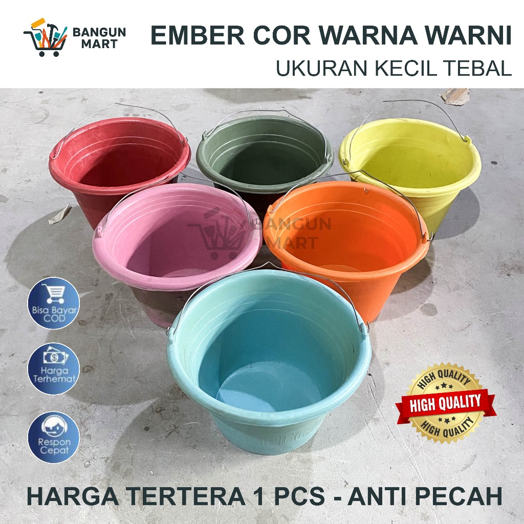 Jual ember | timba cor hitam serbaguna / Ember cor hijau 14" tebal dan ...