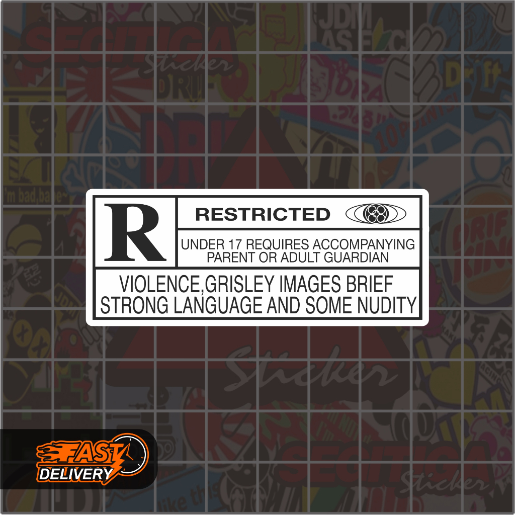Jual Sticker R Restricted Under 17 Requires Ukuran 10 x 4 Cm | Shopee ...
