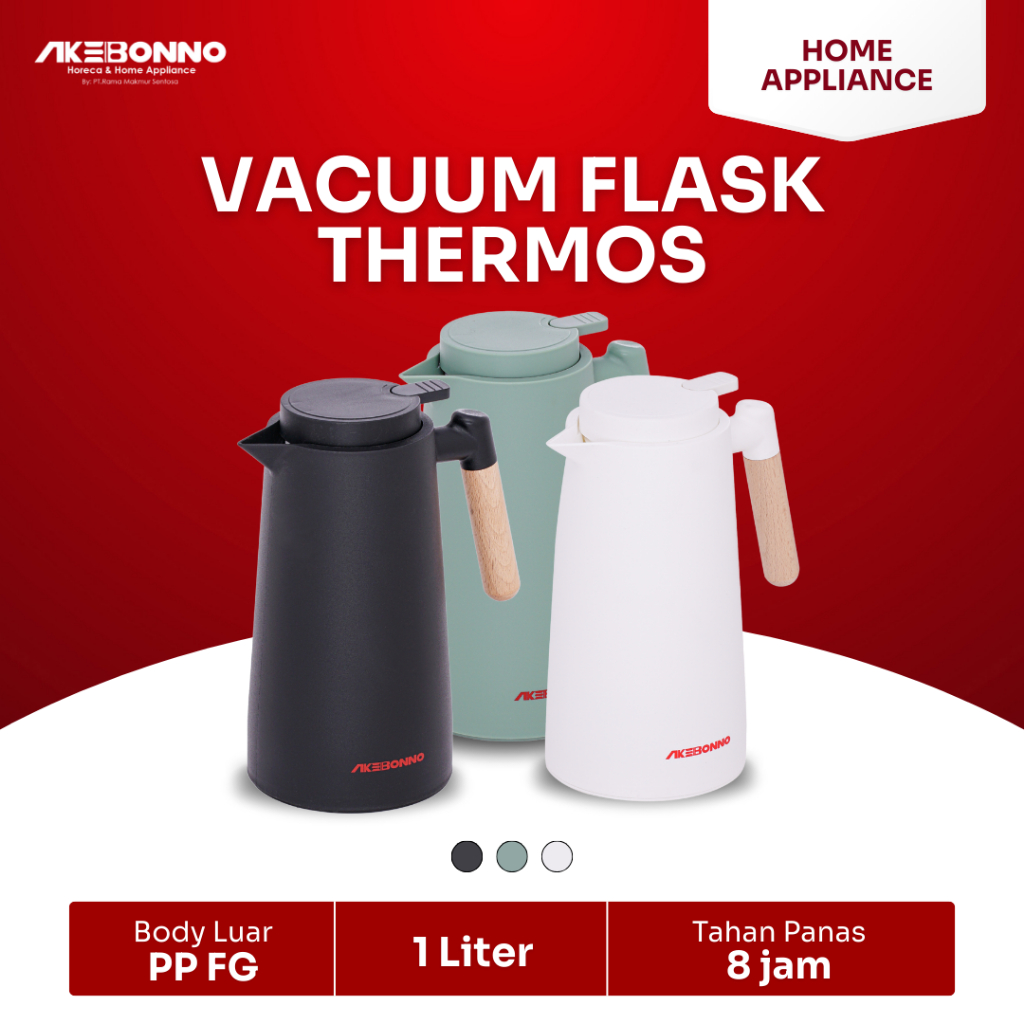 Jual AKEBONNO - Vacum Flask Thermos/Termos Air Panas Dingin 1L Black ...