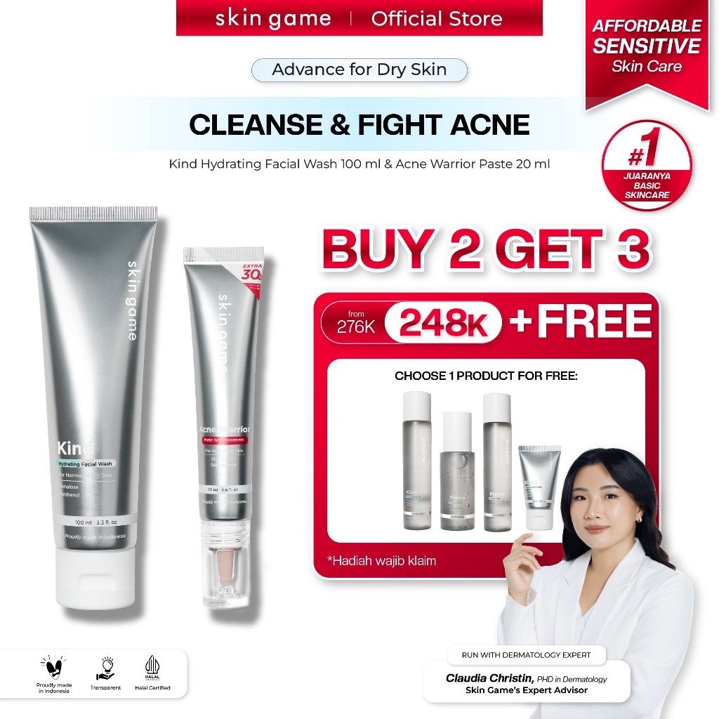 Jual Skin Game Cleanse & Fight Acne (Sensitive & Dry Skin) | Shopee ...