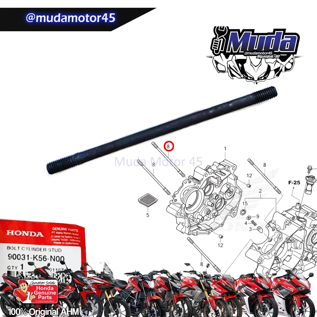 Jual BAUT SILINDER ANCER NEW CBR150R CB150R CB150X LED 90031-K56-N00 ...