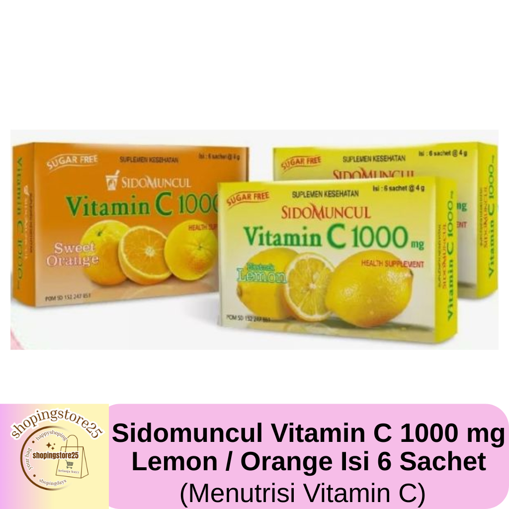Jual Sidomuncul Vitamin C 1000 mg Lemon / Orange Isi 6 Sachet | Shopee ...