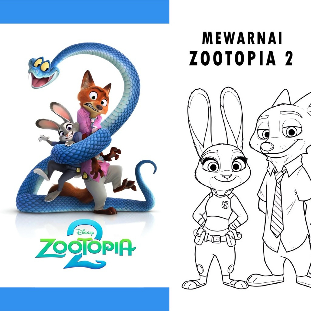 Jual 15 Lembar A5 | Kertas Mewarnai tema Zootopia 2 part #2 | 15 Kertas ...