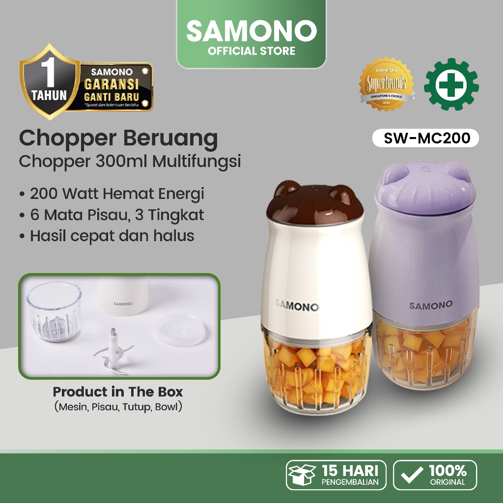 Jual SAMONO Mini Chopper Penggiling Daging Buah Penghalus MPASI SW ...