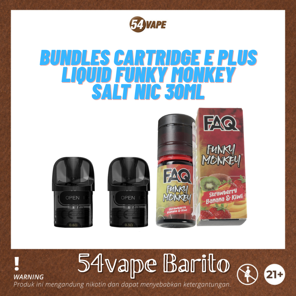 Jual Bundles Cartridge E Plus 3ml + Liquid Funky Monkey Salt Nic 30ml ...
