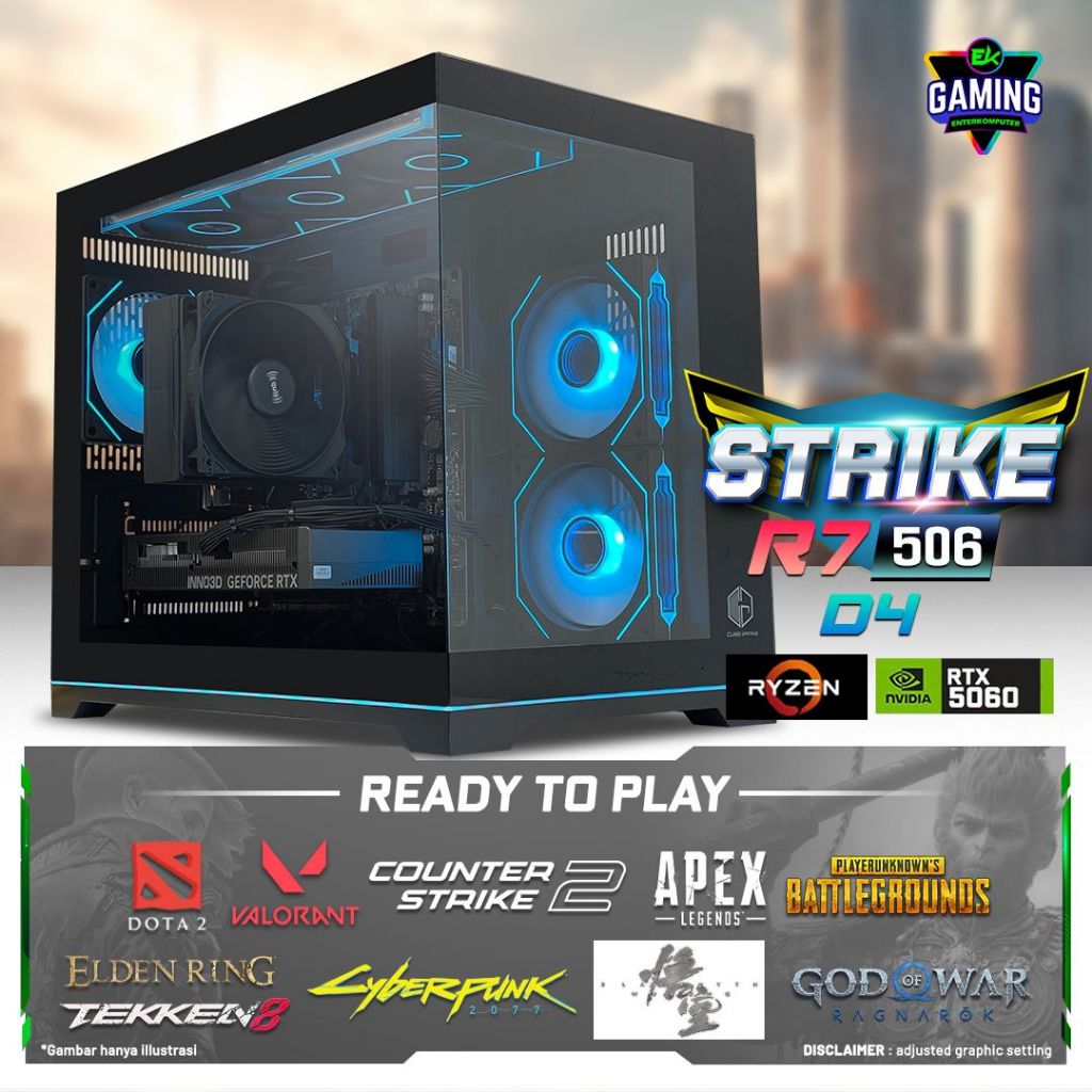 Jual EK Gaming Strike - R7 506 D4 - PC Rakitan Gaming Ryzen 7 5700X RTX ...