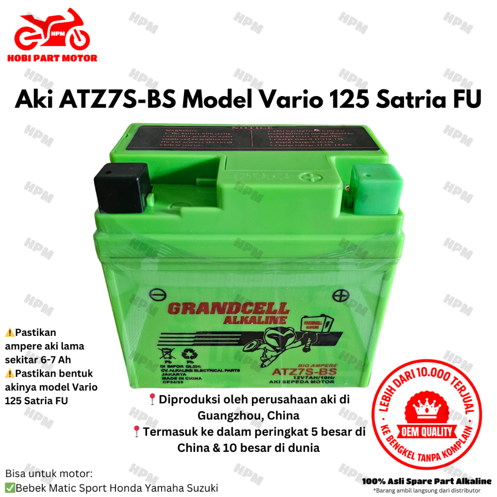 Jual Aki Kering ATZ7S-BS GTZ7V GTZ6V YTZ6V YTZ7V 12 Volt 7 Ampere ...