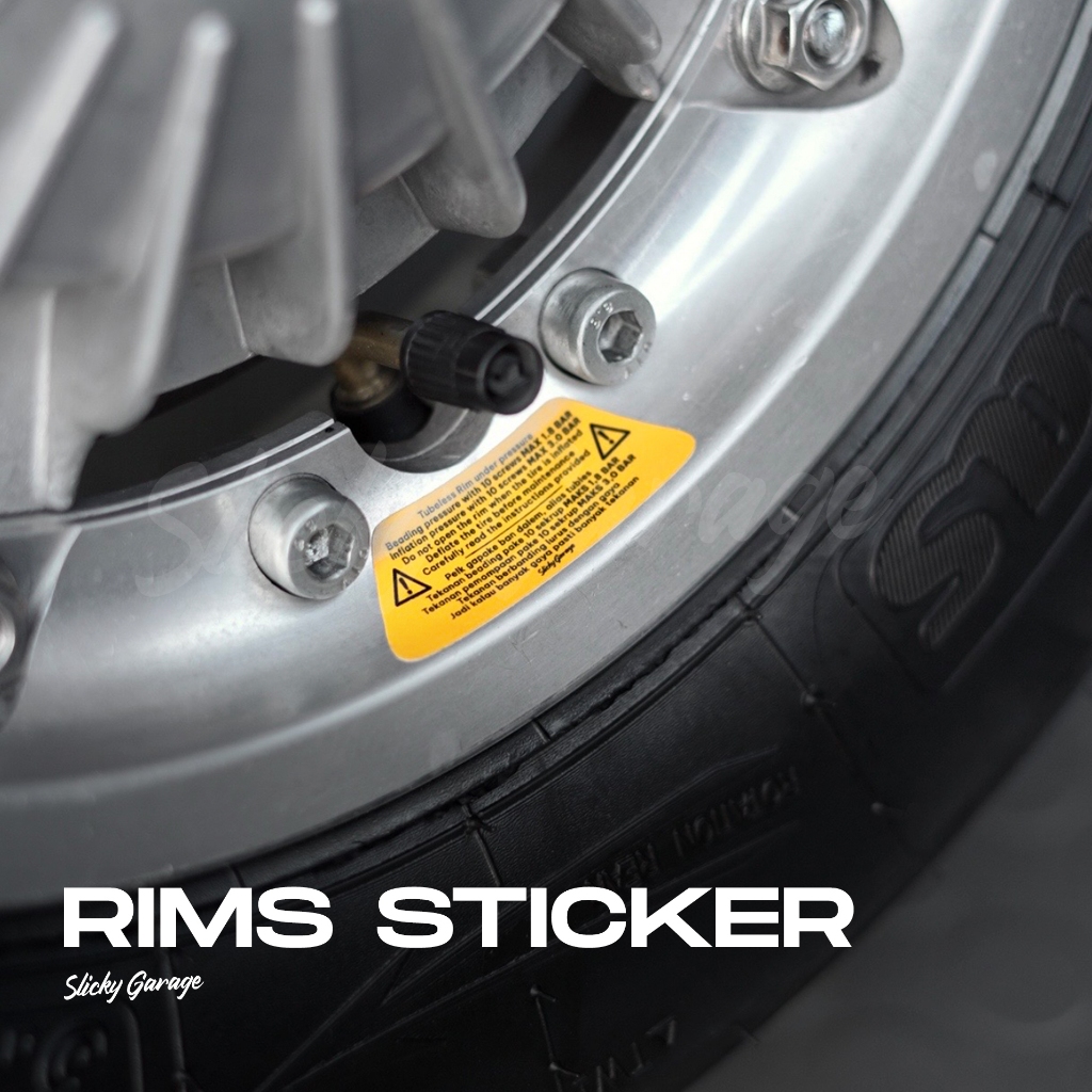 Jual Sticker Warning Tekanan Ban Velg Wheel Rims Vespa Tubeless ...