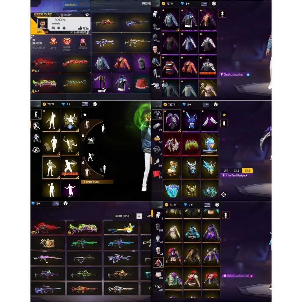 Jual AKUN FF Sultan-Level Tinggi,Skin Langkap,ready akun ff murah-bagus ...