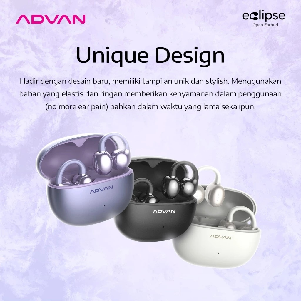 Jual ADVAN TWS Eclipse OWS | Ear Clip Open Ear | Bluetooth 5.4 Low ...
