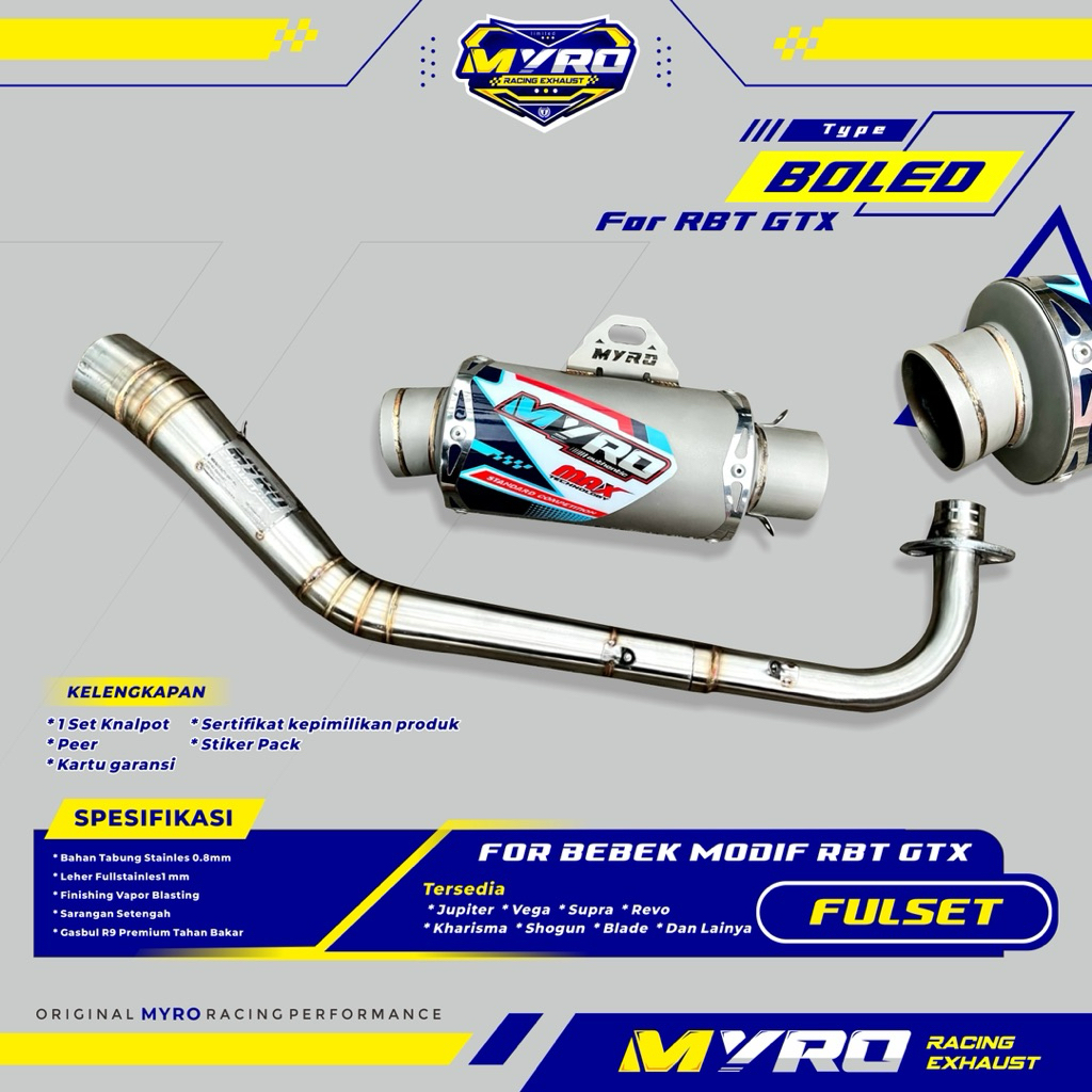 Jual Myro Exhaust Knalpot Rbt Gtx Original Myro Type Boled ha | Shopee ...