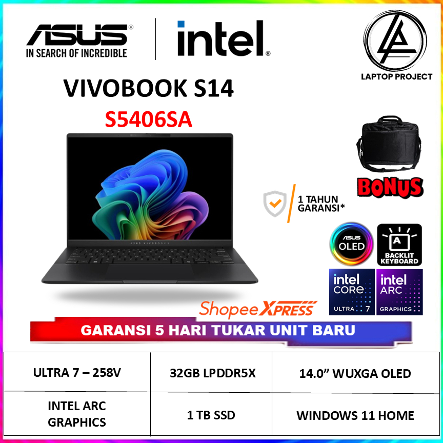Jual Asus Vivobook S14 S5406SA Ultra 7 258V 32GB SSD 1TB 14 inch WUXGA ...