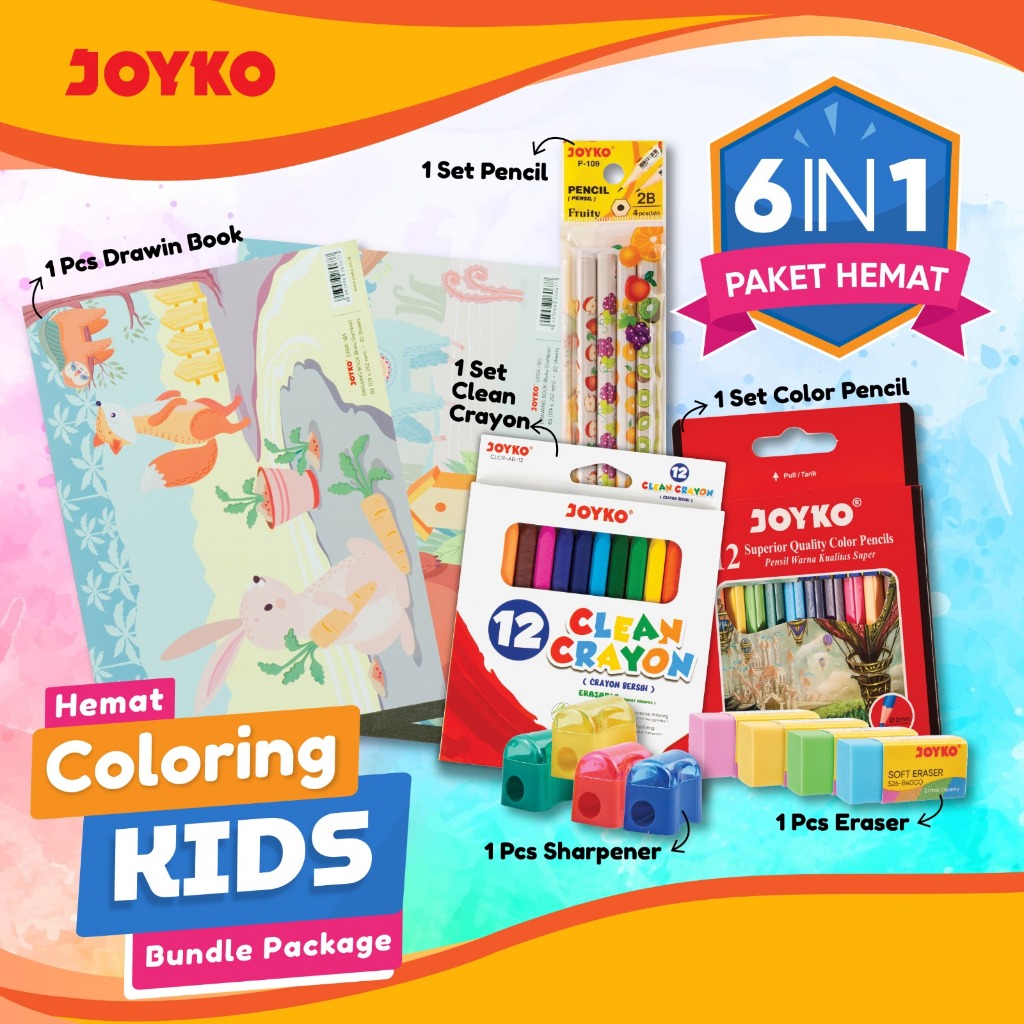 Jual JOYKO 6 in 1 Paket Hemat Happy Coloring Kids | Shopee Indonesia