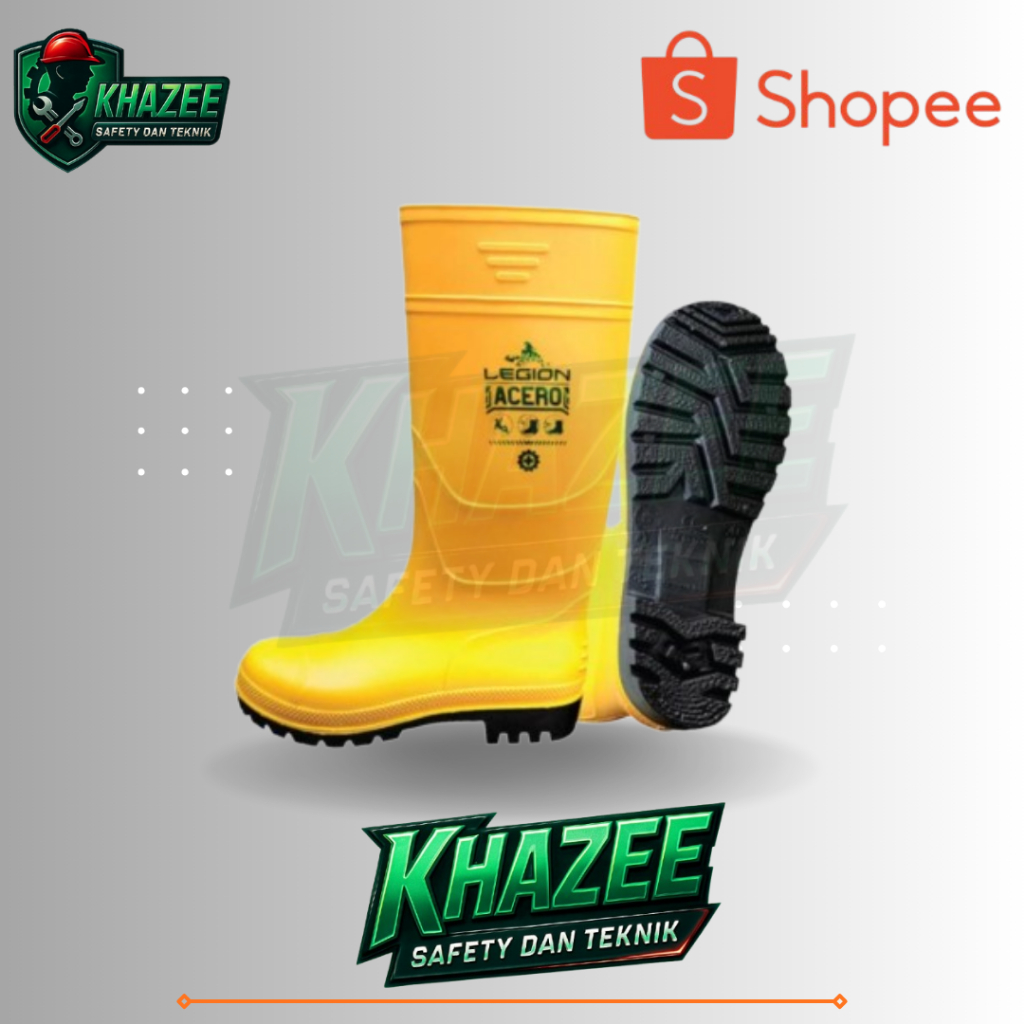 Jual Sepatu boot proyek karet PVC Legion Acero Kuning | Shopee Indonesia