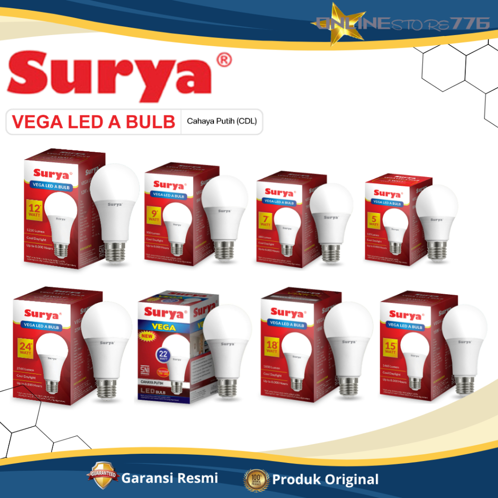 Jual BOHLAM LAMPU LED SURYA VEGA 5W 7W 9W 12W 15W 18W 22W 24W / LAMPU ...