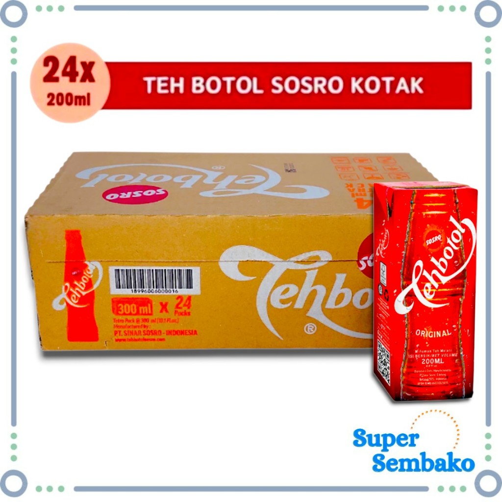Jual MINUMAN TEH BOTOL SOSRO 200ml 1 DUS ISI 24 KOTAK PCS INSTANT ...