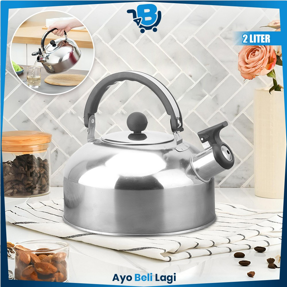 Jual Kettle Teko Bunyi Siul Stainless Steel 2 Liter Anti Karat Pemanas ...