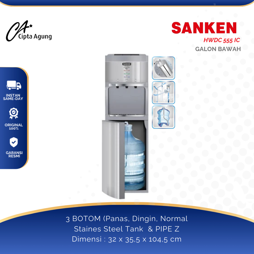 Jual SANKEN DISPENSER GALON BAWAH HWD-C555IC HWD C555 IC HWDC 555 IC ...