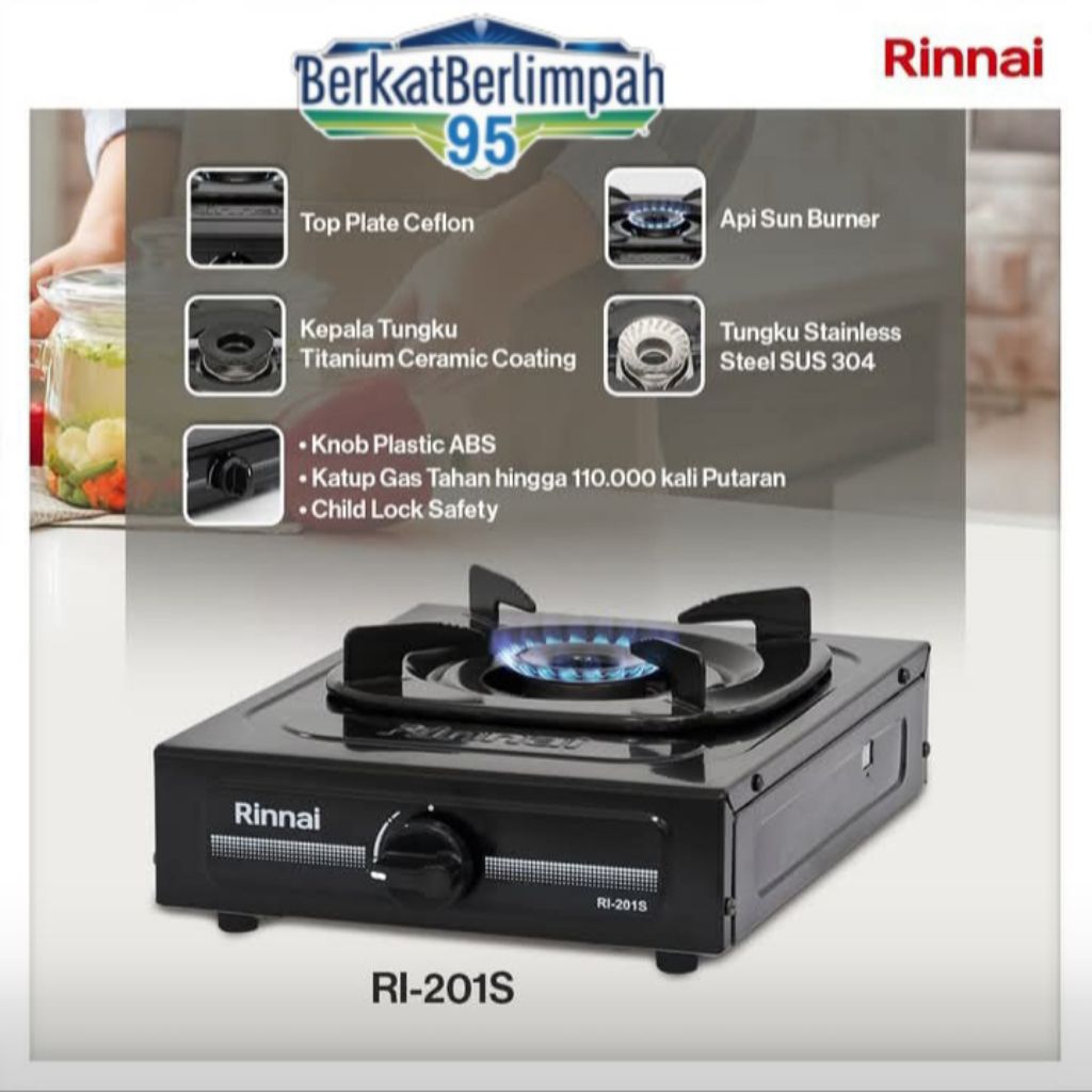 Jual RINNAI RI-201S (100% ORI) Kompor Gas 1 Tungku Body Teflon | Shopee ...