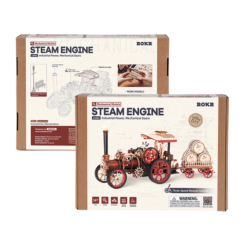 Jual ROLIFE ROKR Steam Engine Mechanical 3D Wooden Puzzle LKA01 Toy And ...