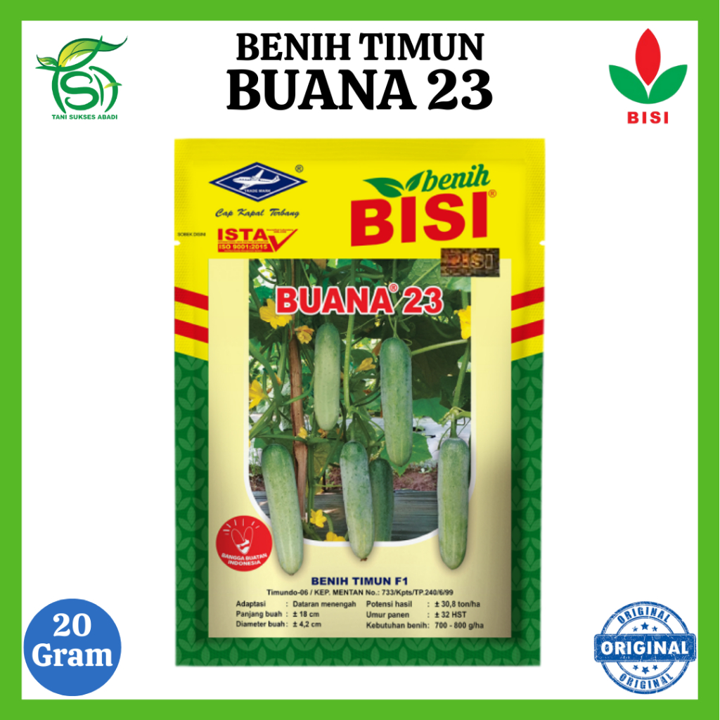 Jual Benih Timun BUANA 23 (20 Gram) - Bibit Hibrida F1 Bisi | Shopee ...