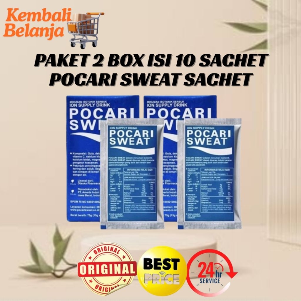 Jual Paket 2 Box Isi 10 Sachet @ 13 Gram Pocari Sweat Sachet/ Pocari ...