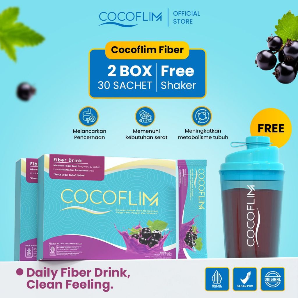 Jual COCOFLIM FIBER Paket 2 BOX (2x15 Sachet FREE SHAKER) Minuman Diet ...