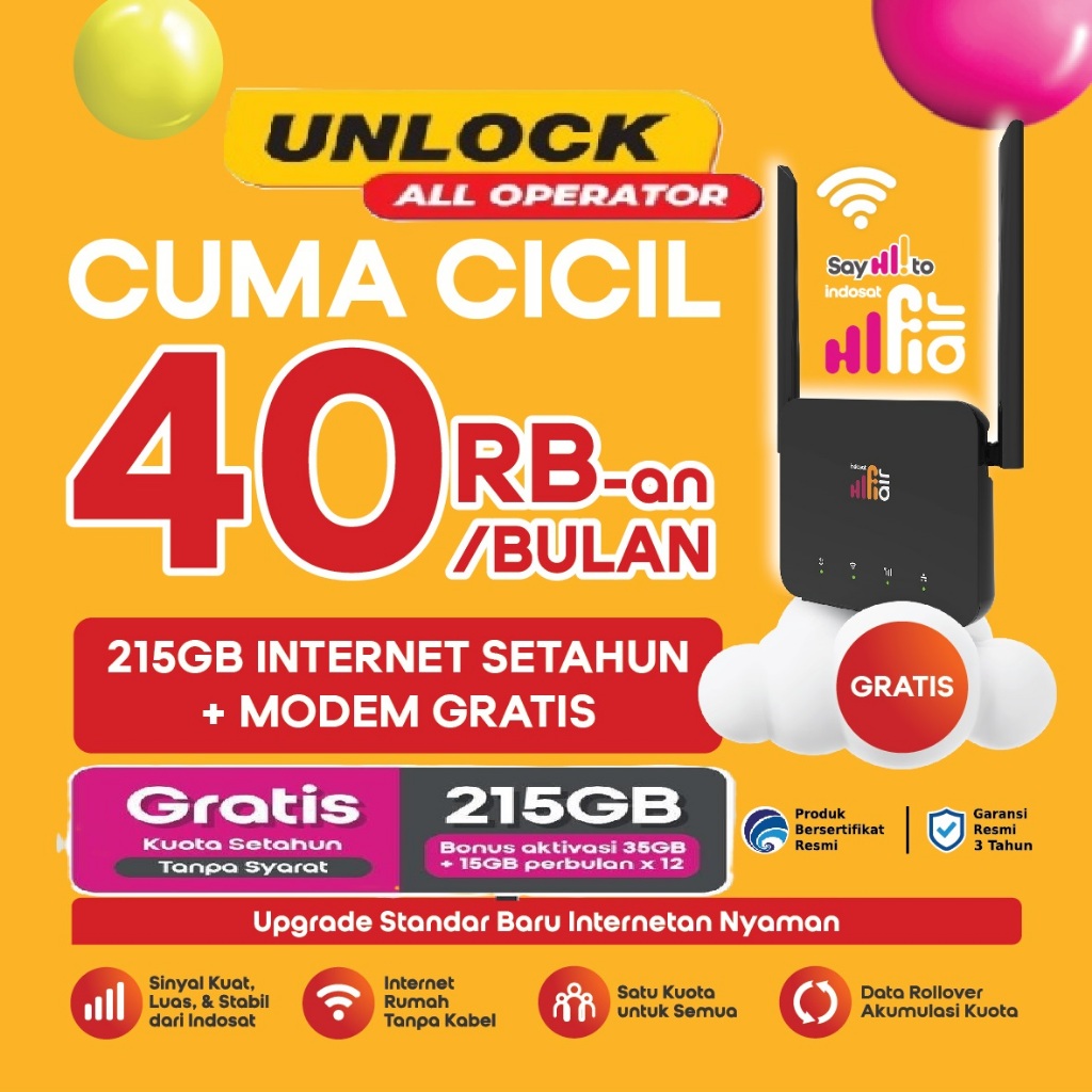 Jual Hifi Air HKM127 Modem Wifi 6 4G Unlock All Operator Free Kartu Tri ...