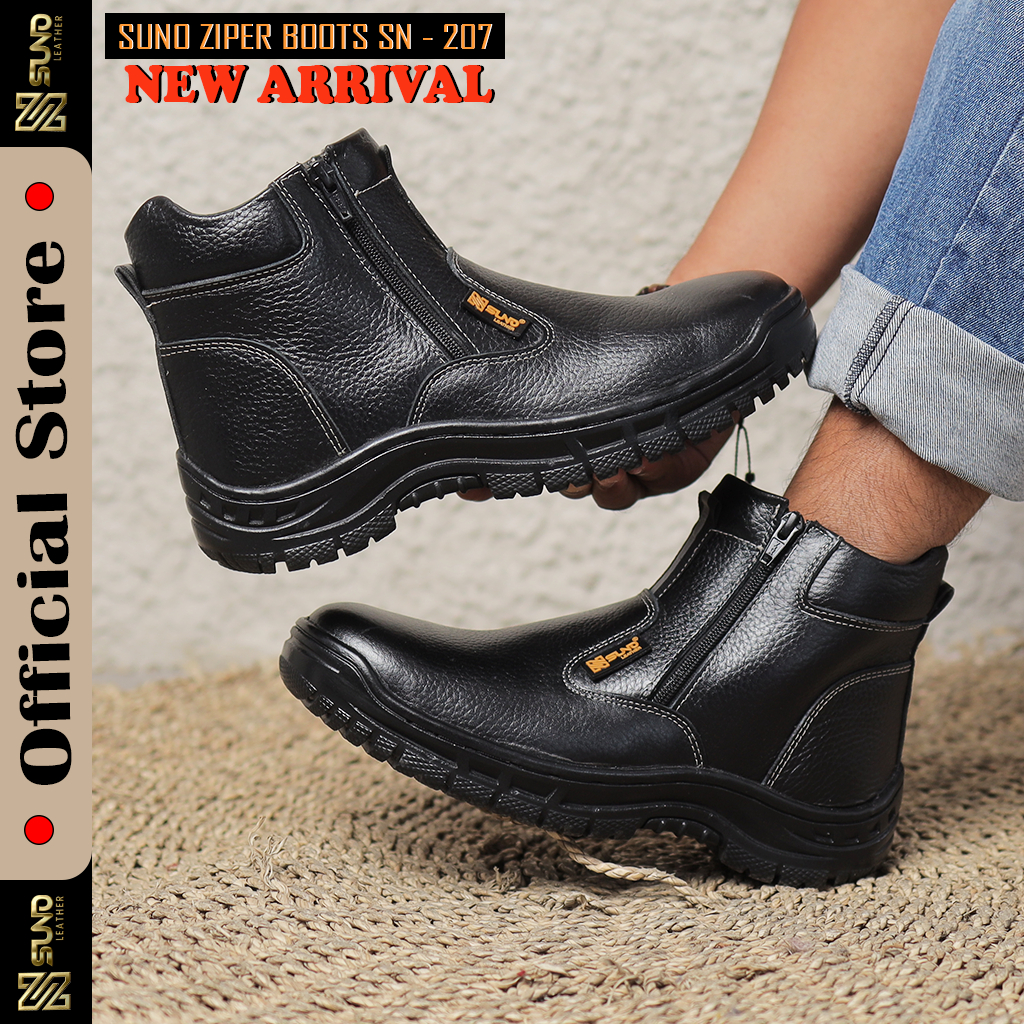 Jual SUNO-Sepatu Safety Pria Wanita Boots Model Zipper Ujung Besi untuk ...