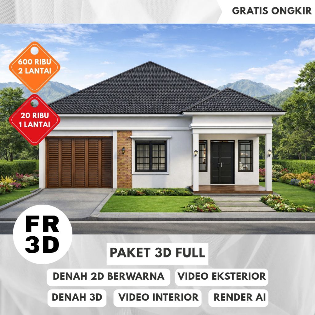 Jual Jasa Desain Rumah 3D Lengkap | Denah 2D & 3D | Render Eksterior ...