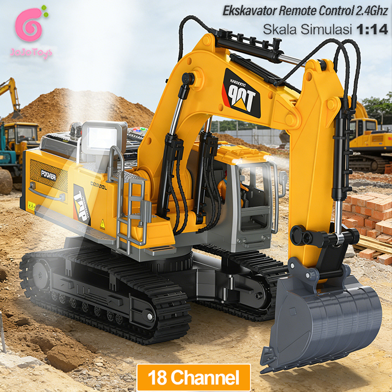 Jual Jojotoy 1:14 Excavator Remote Control Alloy 2.4G 18 Channel Mainan ...