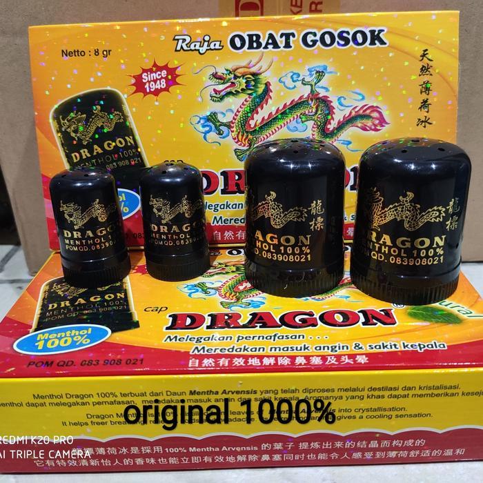Jual Obat Gosok Cap Dragon Cap Menthol 100% 20gr - BPOM - MELEGAKAN ...