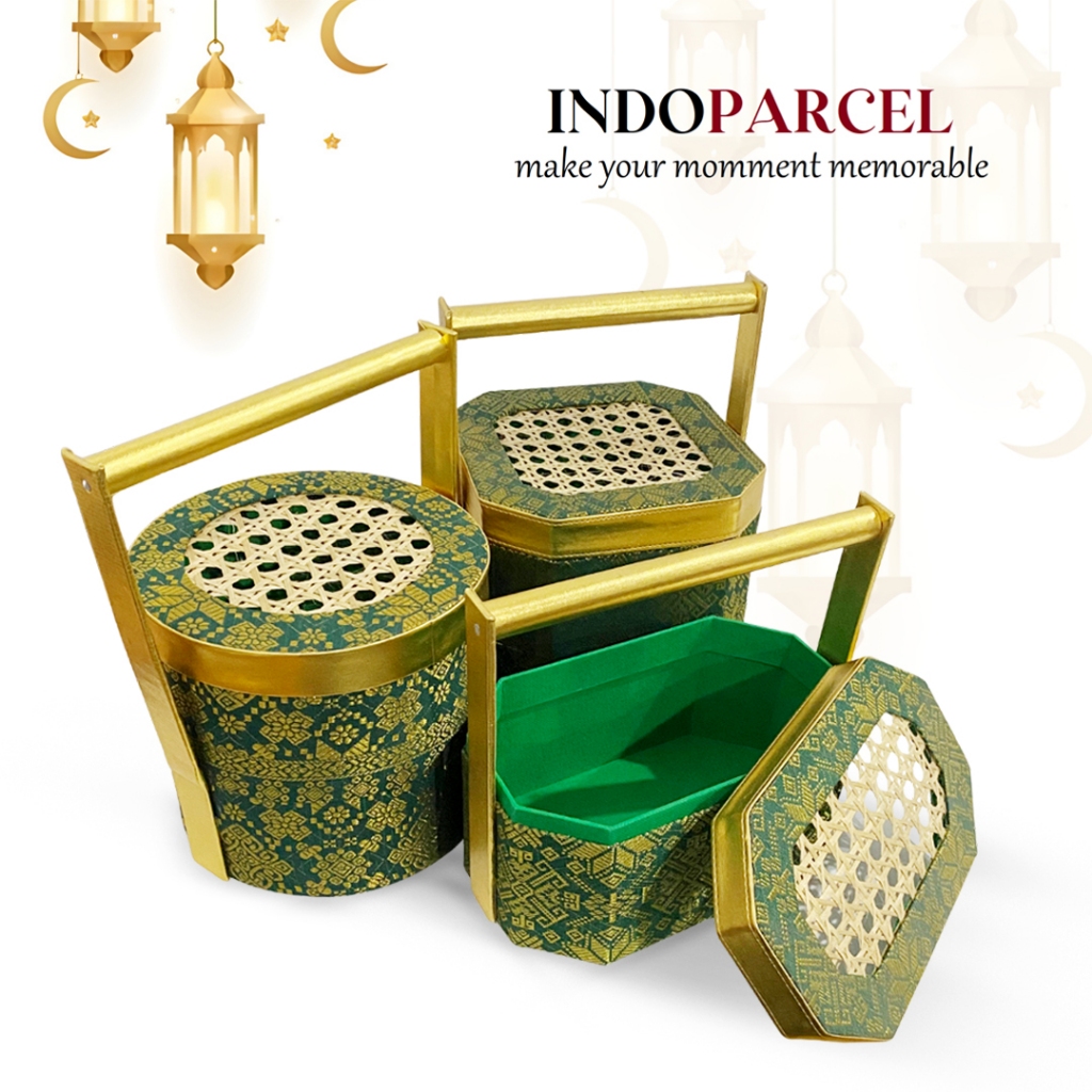 Jual INDOPARCEL - Aureum Songket Lebaran Gift Box Hampers Rantang Bambu ...
