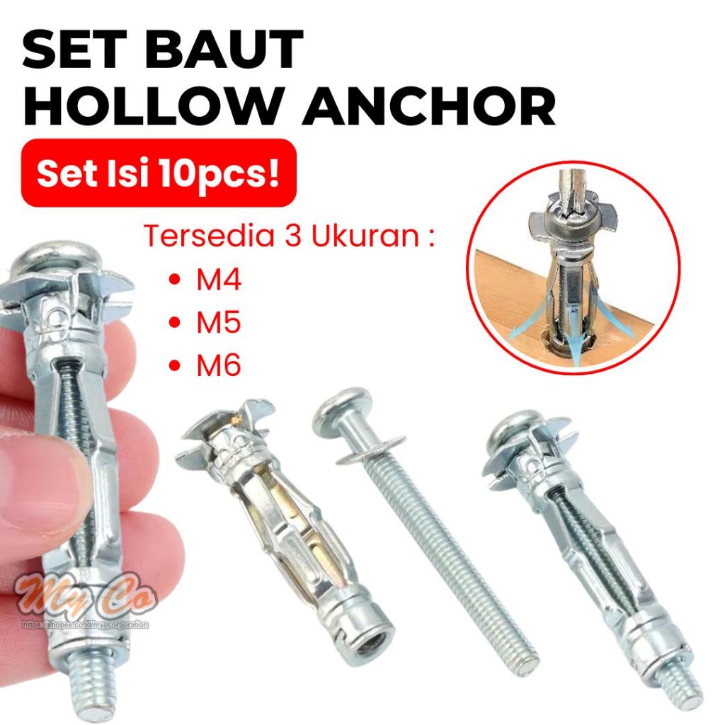 Jual Angkur Baut Gypsum GRC Sekrup Wall Anchor M4 M5 M6 Aman untuk ...