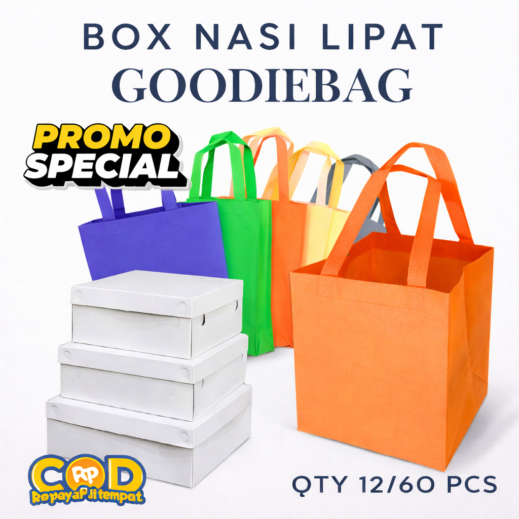 Jual Tas Hajatan Spunbond BOX Nasi Dus 22x22/R10B Isi 12 pcs - Tas Kain ...