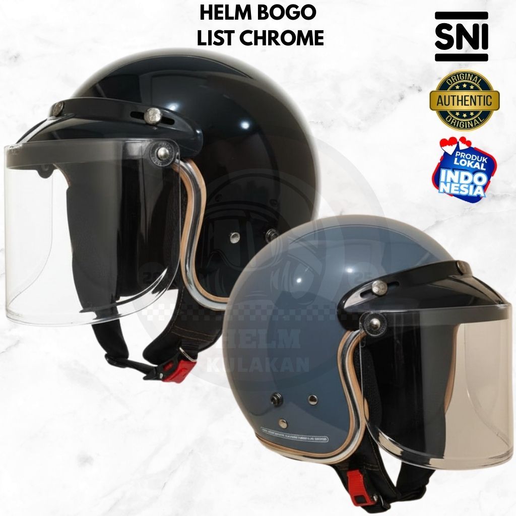 Jual Helm Retro Aesthetic Pria Wanita List Chrome Model Terkini Bahan ...