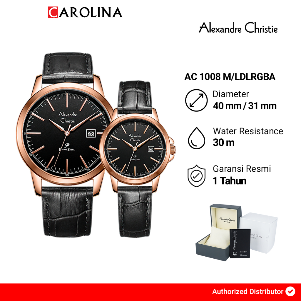 Jual Jam Tangan Couple Alexandre Christie Primo AC 1008 M/LDLRGBA Black ...