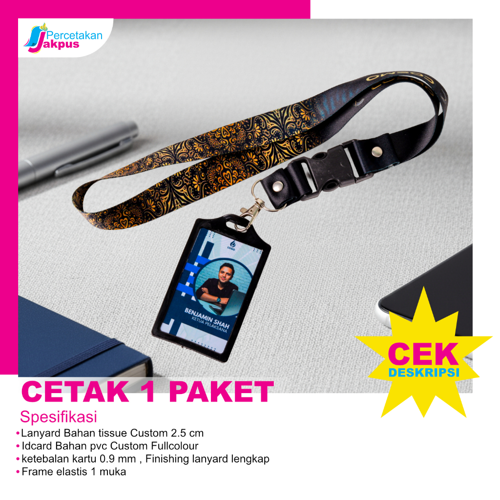 Jual SATU SET PAKET LENGKAP ID CARD / TALI 2,5CM / FRAME ELASTIS 1 MUKA ...