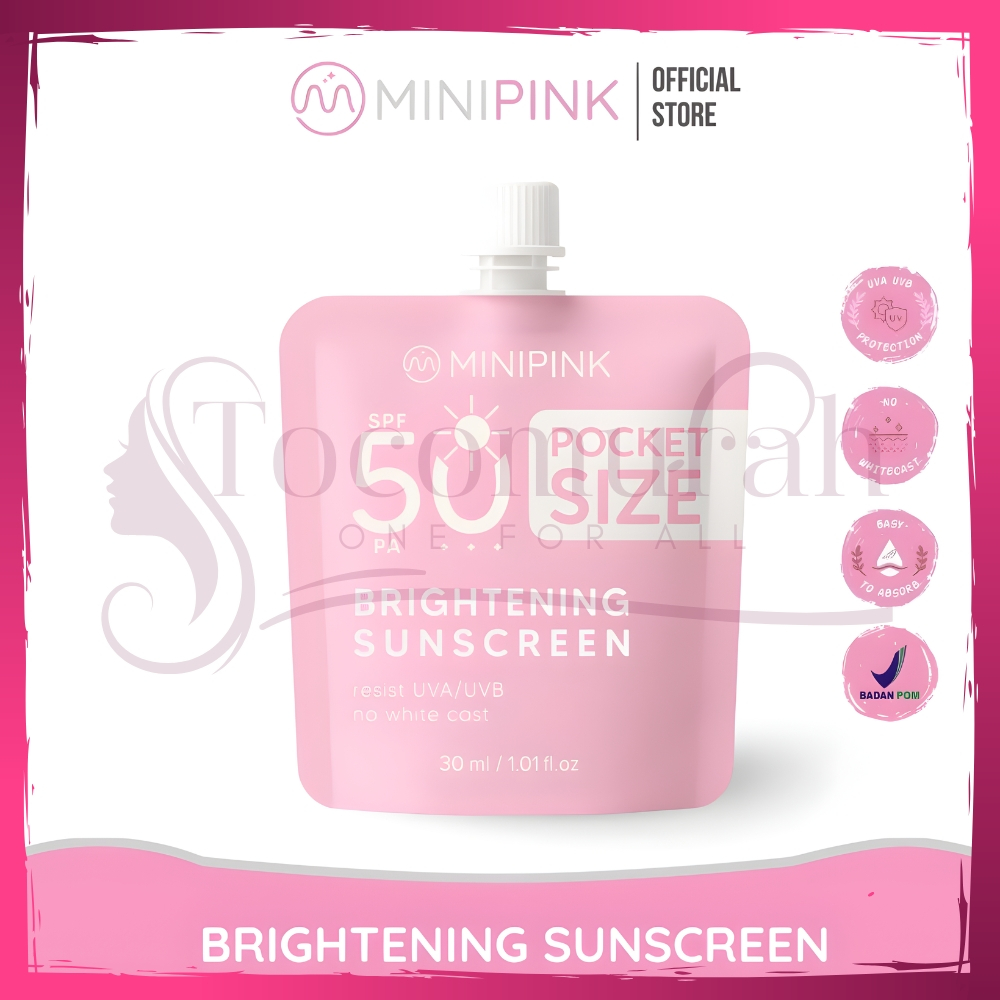 Jual MINIPINK OFFICIAL Brightening Sunscreen SPF50+ Mini 30g Travel ...