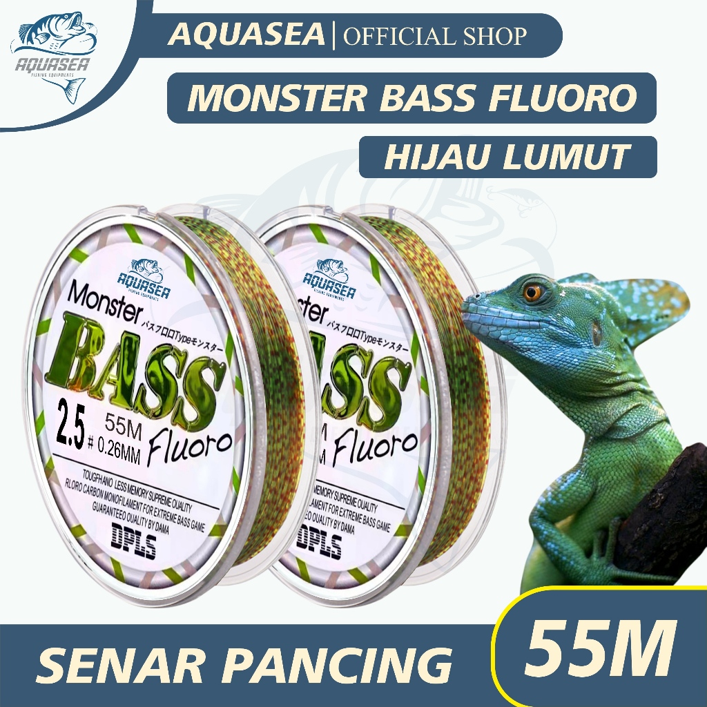 Jual AQUASEA - Tali Pancing Bass FLUOROCARBON 55M Warna Hijau Lumut ...