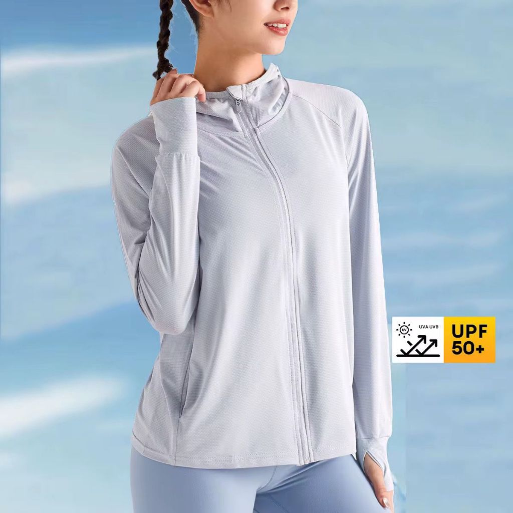 Jual Jaket running olahraga Wanita hoodie Lengan Panjang Bahan Mesh ...