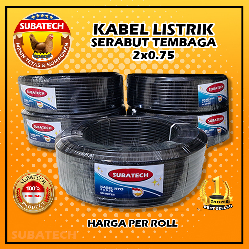 Jual Kabel ROLL SUBATECH Listrik Ganda Serabut 2x0.75 Isi-50Meter/1 ...