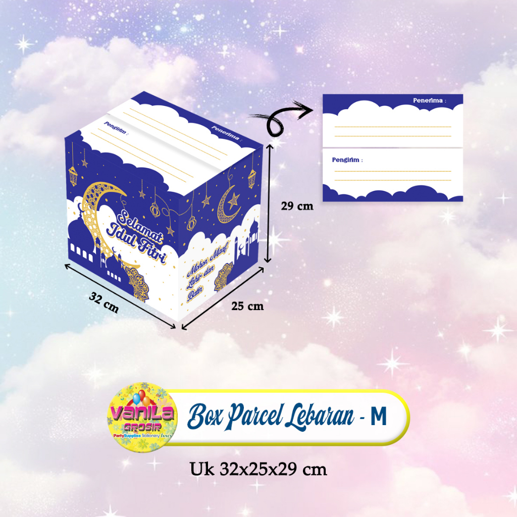 Jual (1Pcs) Box Parcel Lebaran M 32x25x29cm, kardus eid mubarak, dus ...