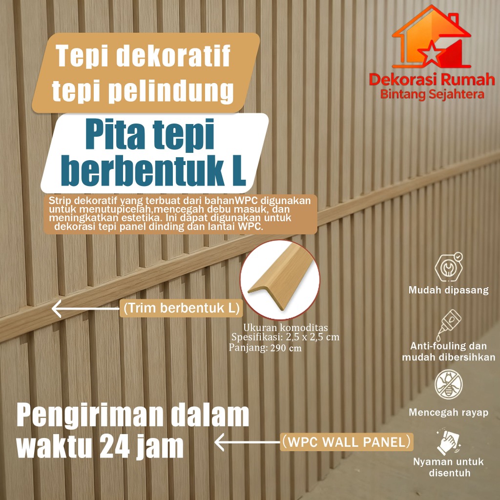 Jual LIST SUDUT SIKU L WPC WALL PANEL Trim panel dinding WPC setiap ...
