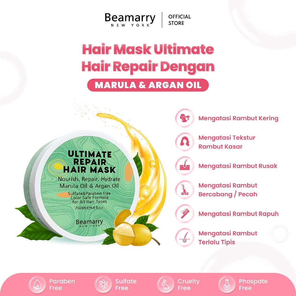 Jual Beamarry Hair Care | Ultimate Repair Hair Mask 250ml | Perawatan ...