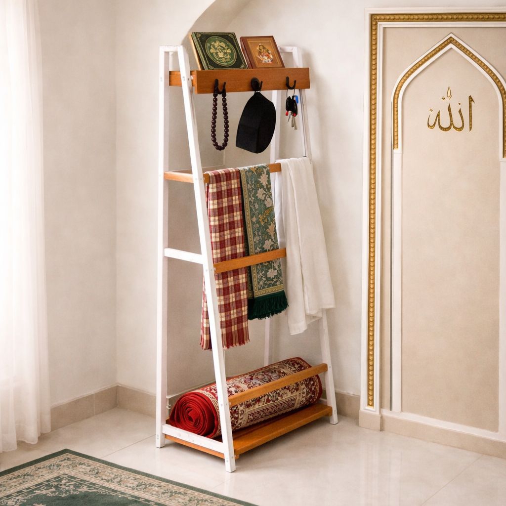 Jual Rak Mukena, Ladder Hanger, Rak Tangga Kayu, Gantungan Sajadah ...